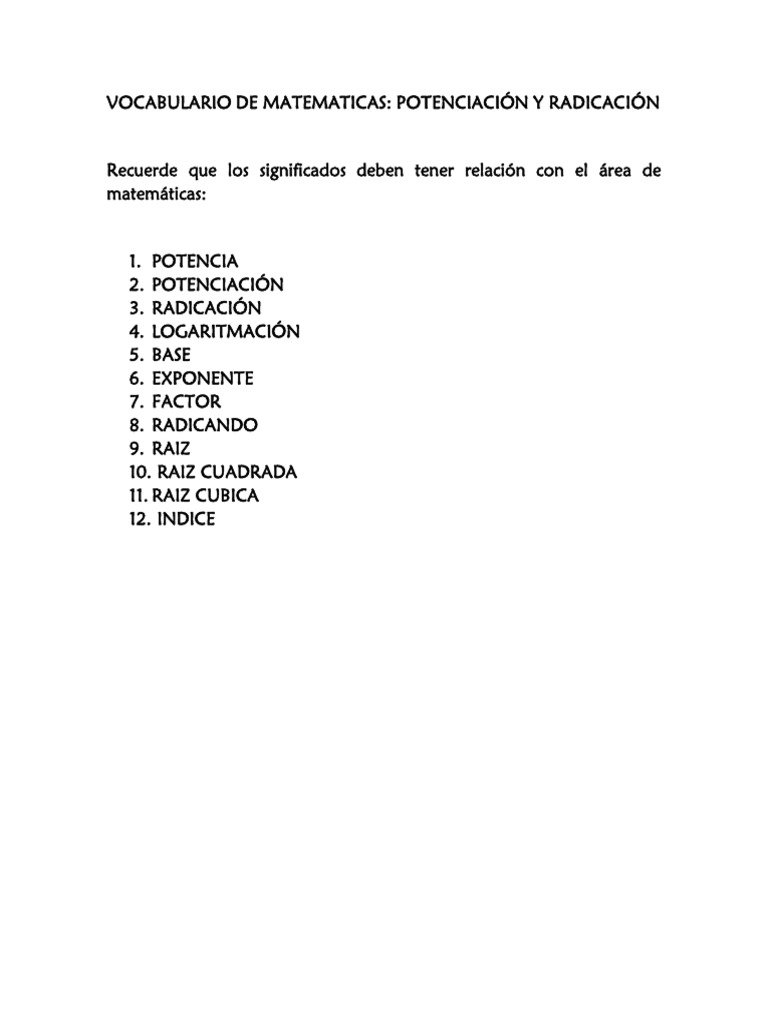 Vocabulario de Matematicas | PDF