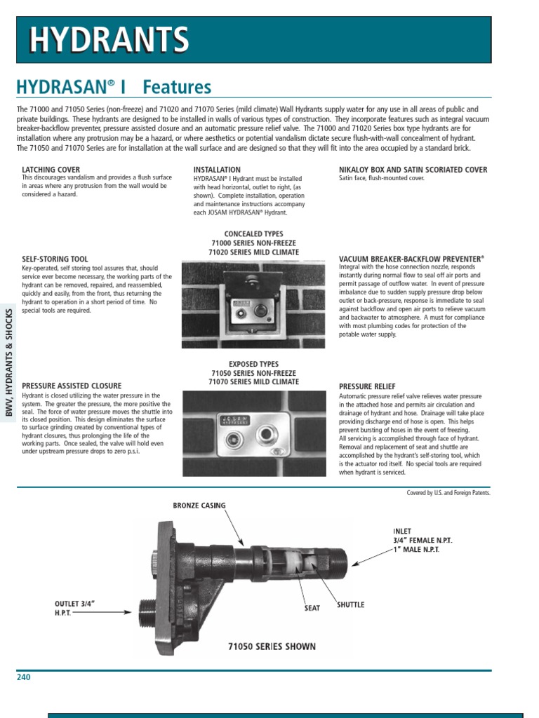 Josam Hydrants | PDF | Valve | Plumbing