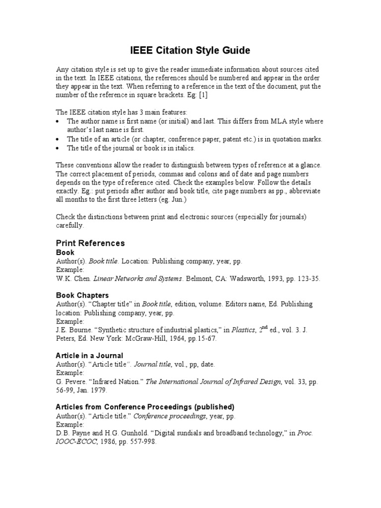 Latex Ieee Quotes IEEE Citation Style Guide | PDF | Citation | Writing