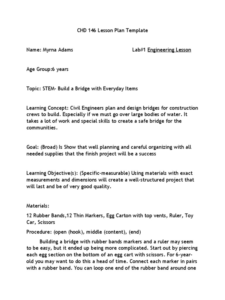 CHD 146 Lab-Lesson Plan Template Engineering 11 8 | PDF