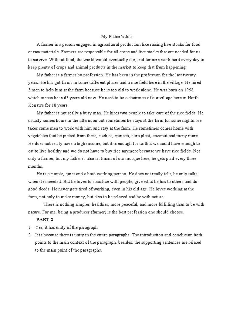 My Father's Job (Basic Writing) | PDF