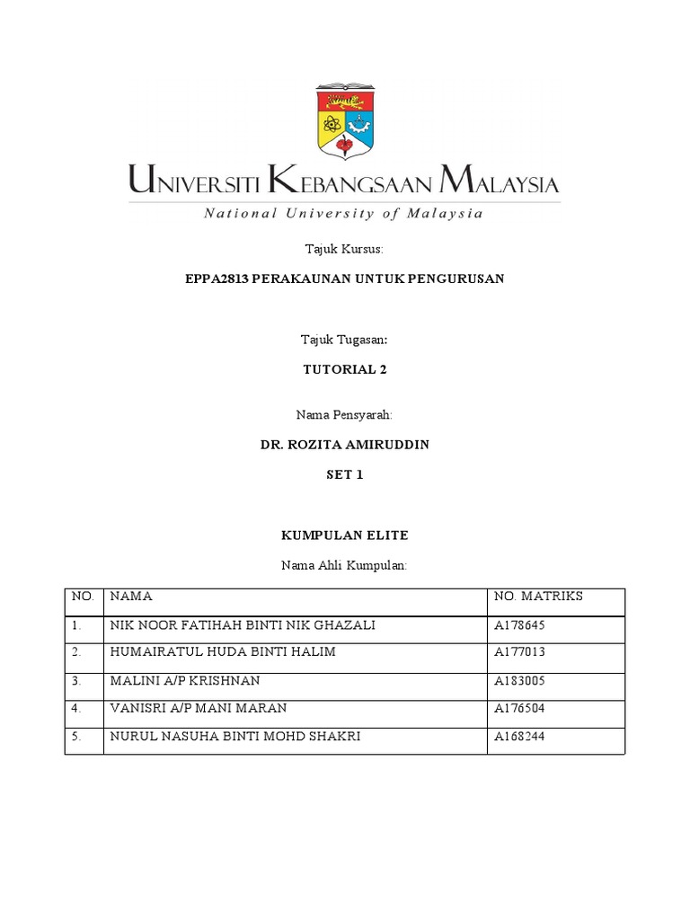 Jawapan Tutorial 2 Perakaunan | PDF