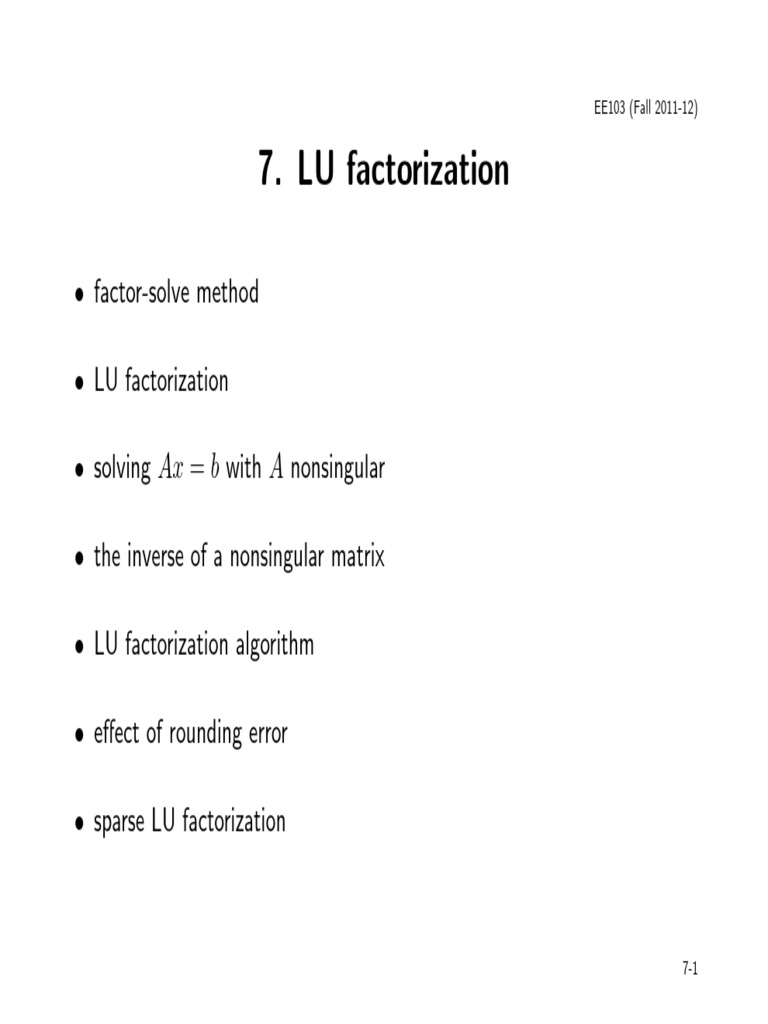 LU Factorization | PDF | Algorithms And Data Structures | Theoretical ...