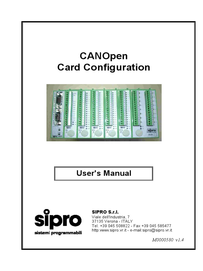 Canopen Card Configuration: User'S Manual | PDF | Parameter (Computer Programming) | Input/Output