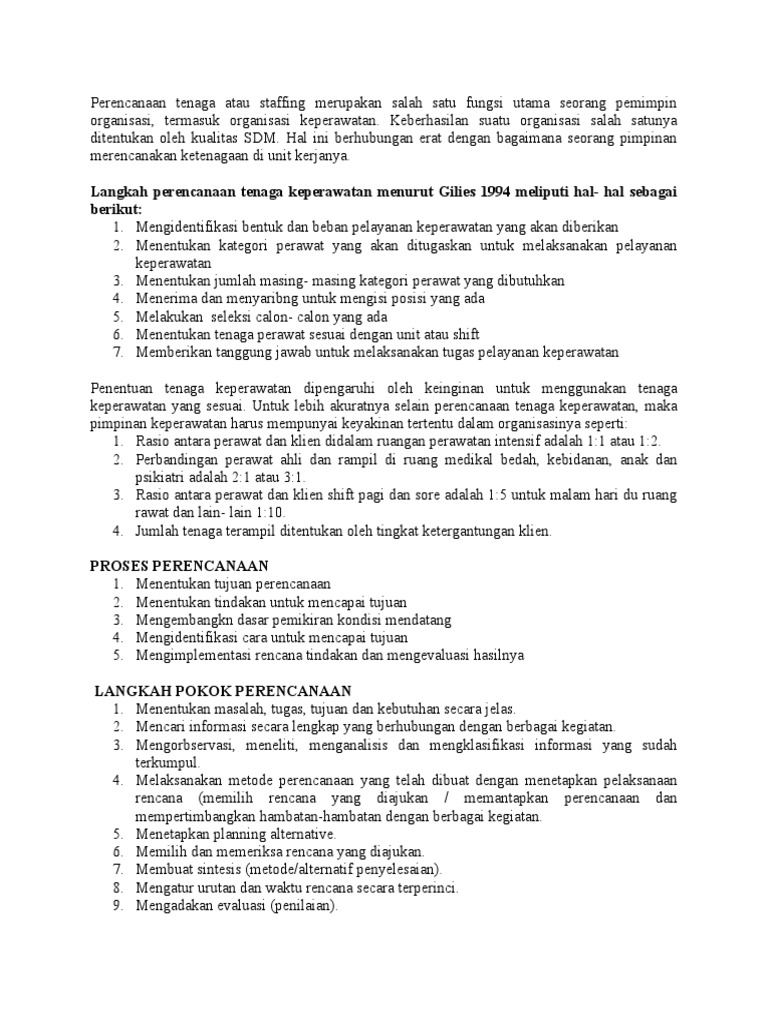 Langkah Perencanaan Tenaga Keperawatan | PDF | Karier & Perkembangan | Bisnis