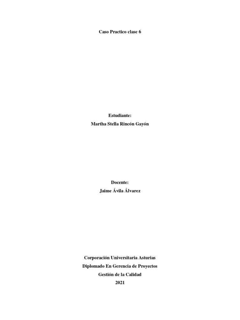 Caso Practico Unidad 3 c6 | PDF | Gestión de la calidad | Calidad (comercial)
