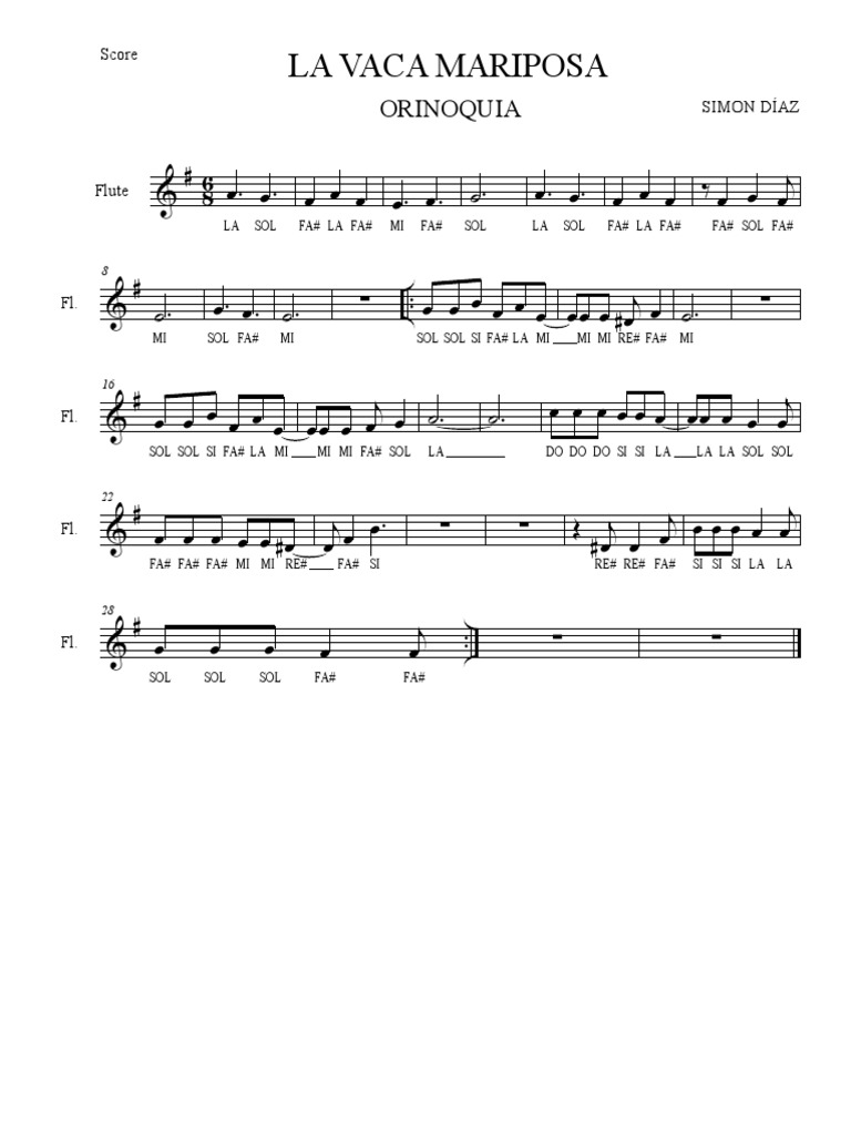 La Vaca Mariposa - Score | PDF