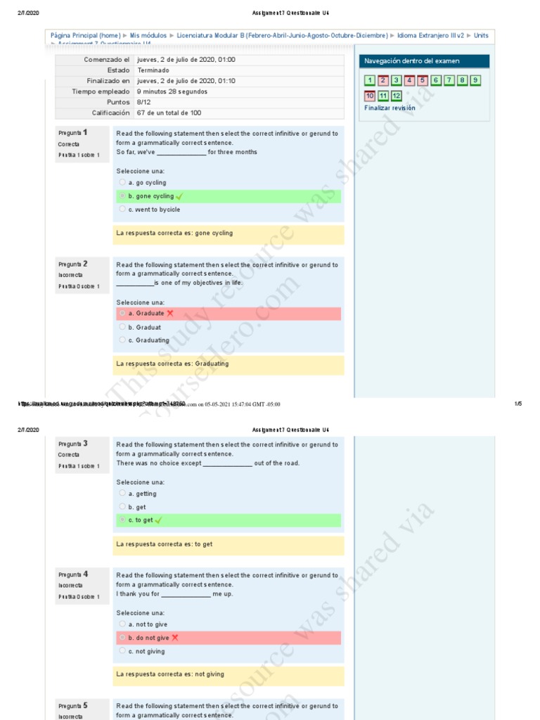 Assignment 7 Questionnaire U4 PDF | PDF | Components | Semantics