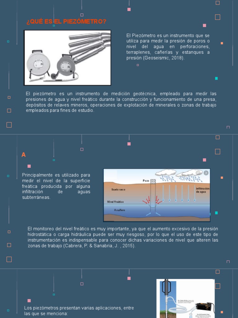 Diapos Piezómetro-Meca | PDF | Medida de presión | Agua subterránea