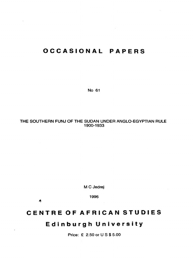 No 061 The Southern Funj of The Sudan Under Anglo Egyptian Ru | PDF ...