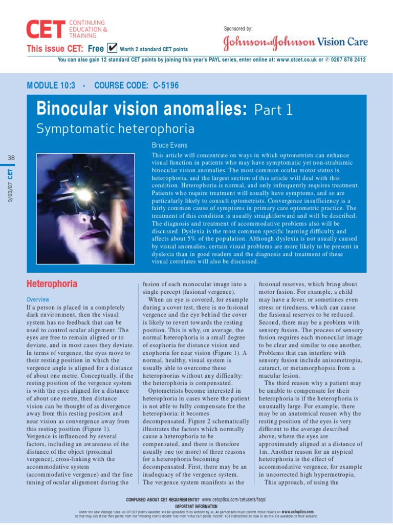 Understanding Decompensated Heterophoria | PDF | Senses | Eye
