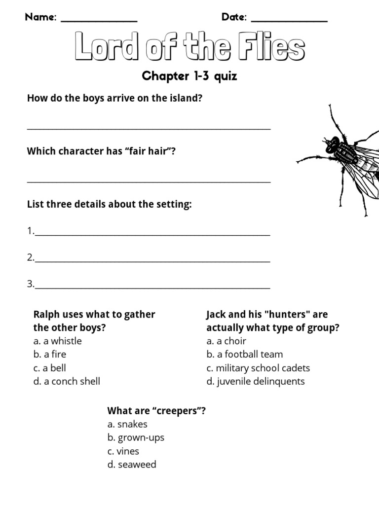 Lord of The Flies Quiz CH. 1-3 | PDF