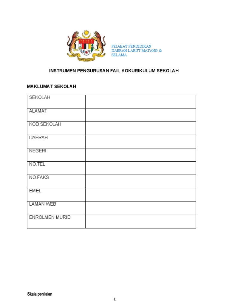 Instrumen Pengurusan Fail Kokurikulum Sekolah Daerah LMS | PDF