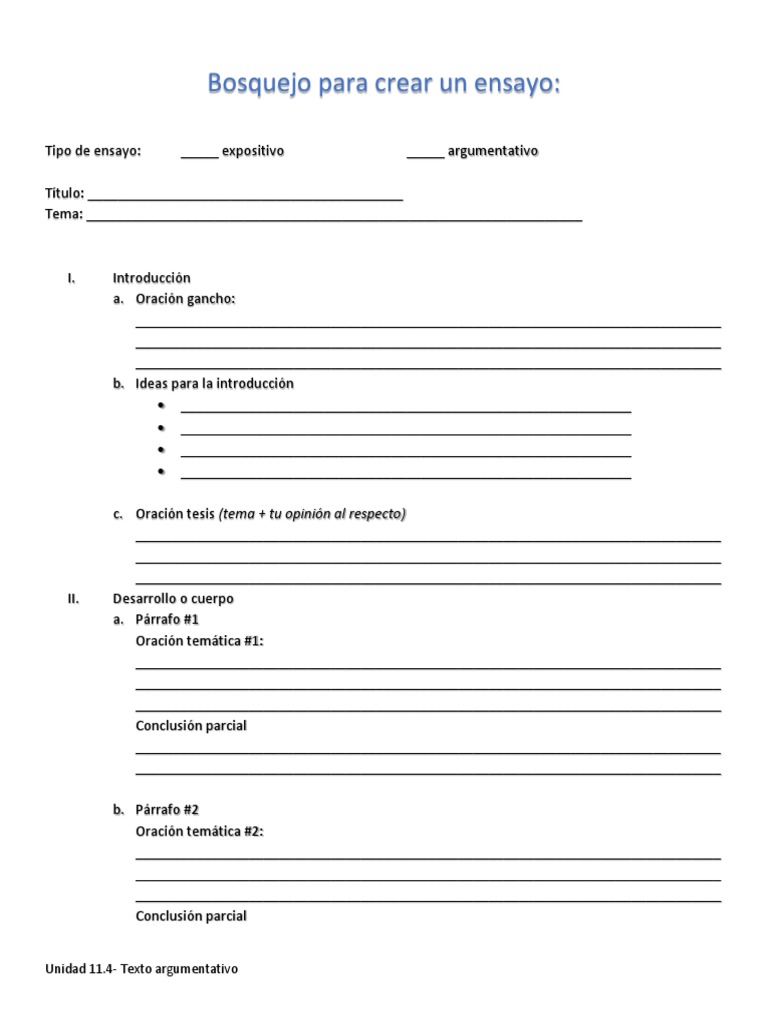 Bosquejo para Un Ensayo | PDF | Ensayos