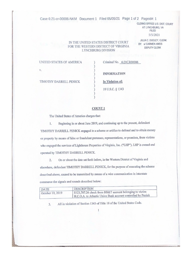 Penick Embezzlement Docs | PDF