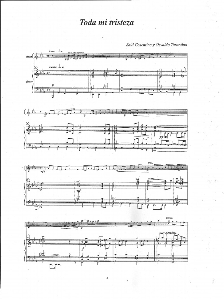Toda Mi Tristeza Score | PDF