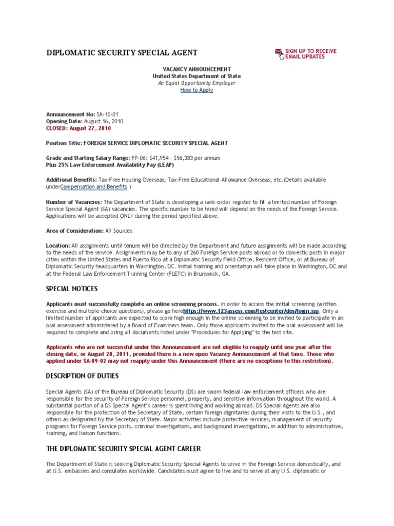 Diplomatic Security Special Agent Roles | PDF | United States Foreign ...