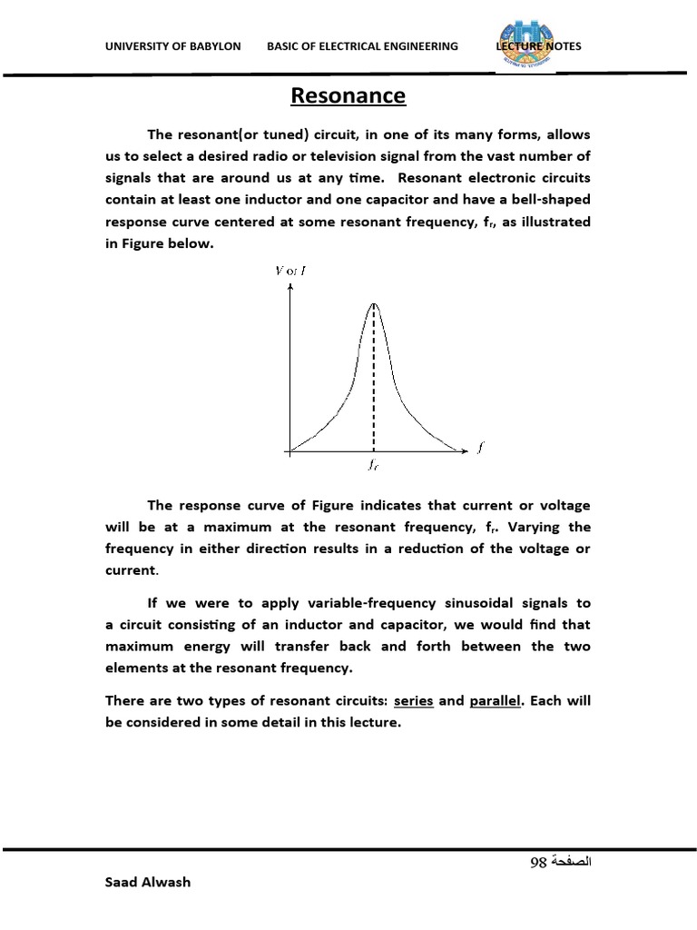 Resonance: University of Babylon Basic of Electrical Engineering ...