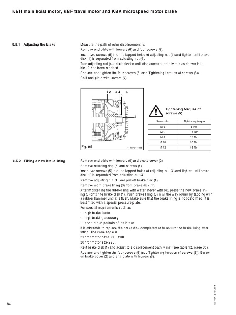 KBH Main Hoist Motor, KBF Travel Motor and KBA Microspeed Motor Brake ...