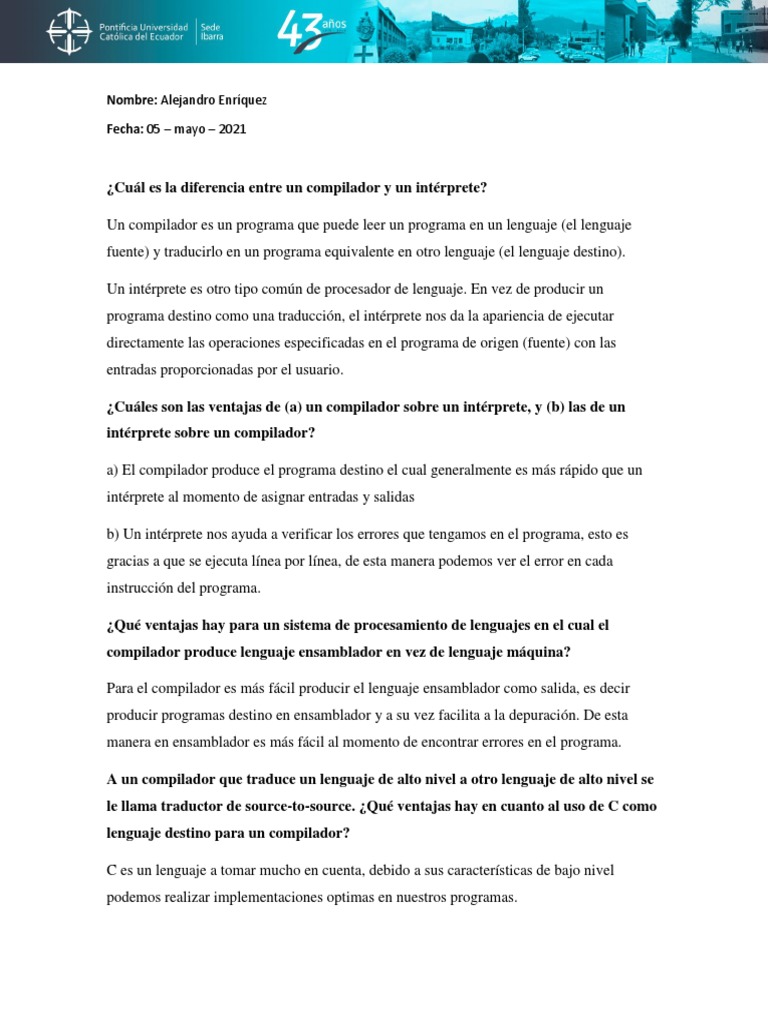 Actividad Nro 3 | PDF | Lenguaje de programación | Compilador