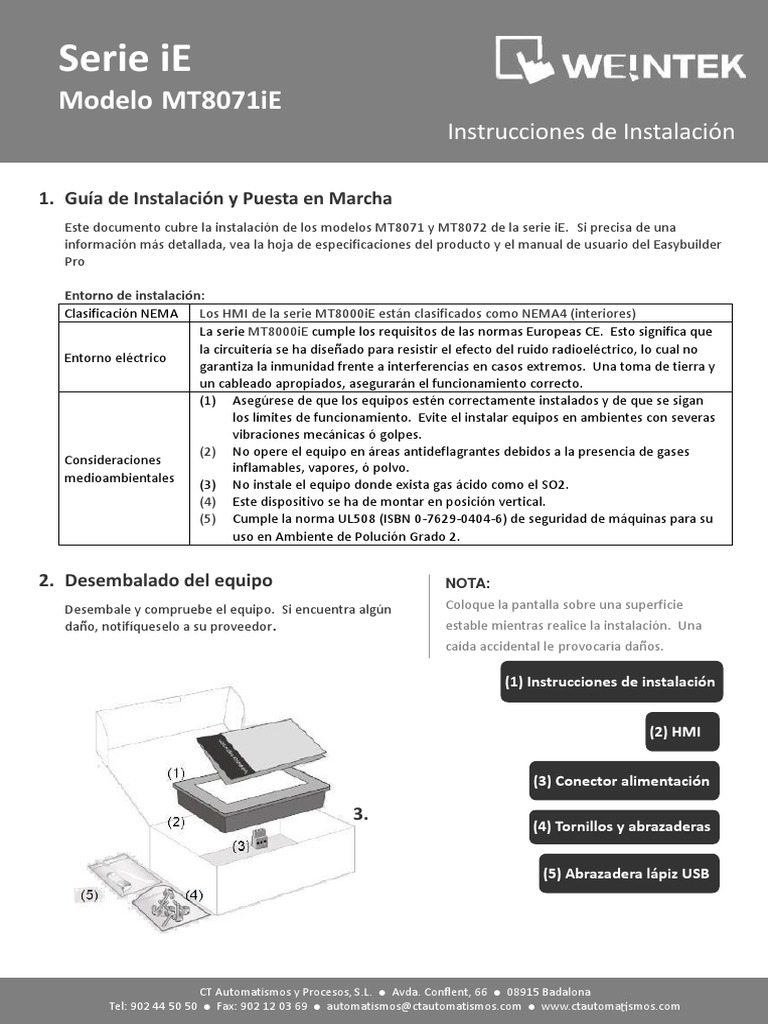 Weintek MT8071iE Instrucciones de Instalacion | PDF | Fuente de ...