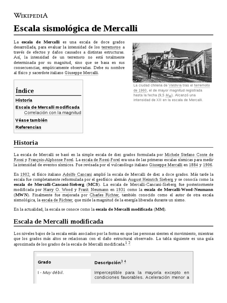 Escala Sismológica de Mercalli | PDF | Sismología | Mecánica de sólidos