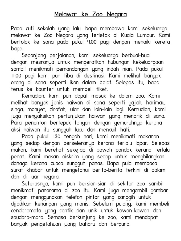 Melawat Ke Zoo Negara | PDF