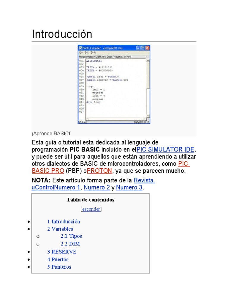 Introducción Al PIC SIMULATOR IDE | PDF | Estructura de datos de matriz ...