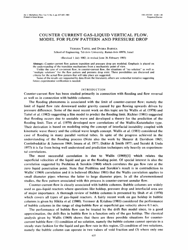 Counter Current Gas-Liquid Vertical Flow Model For Flow Pattern and ...