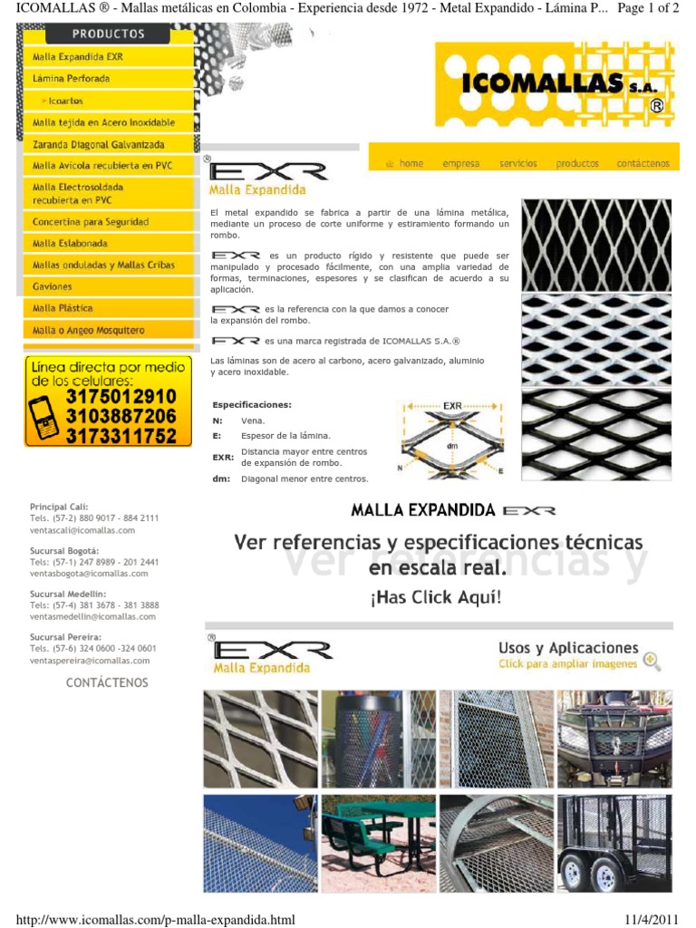 Icomallas Especificaciones EXR | PDF