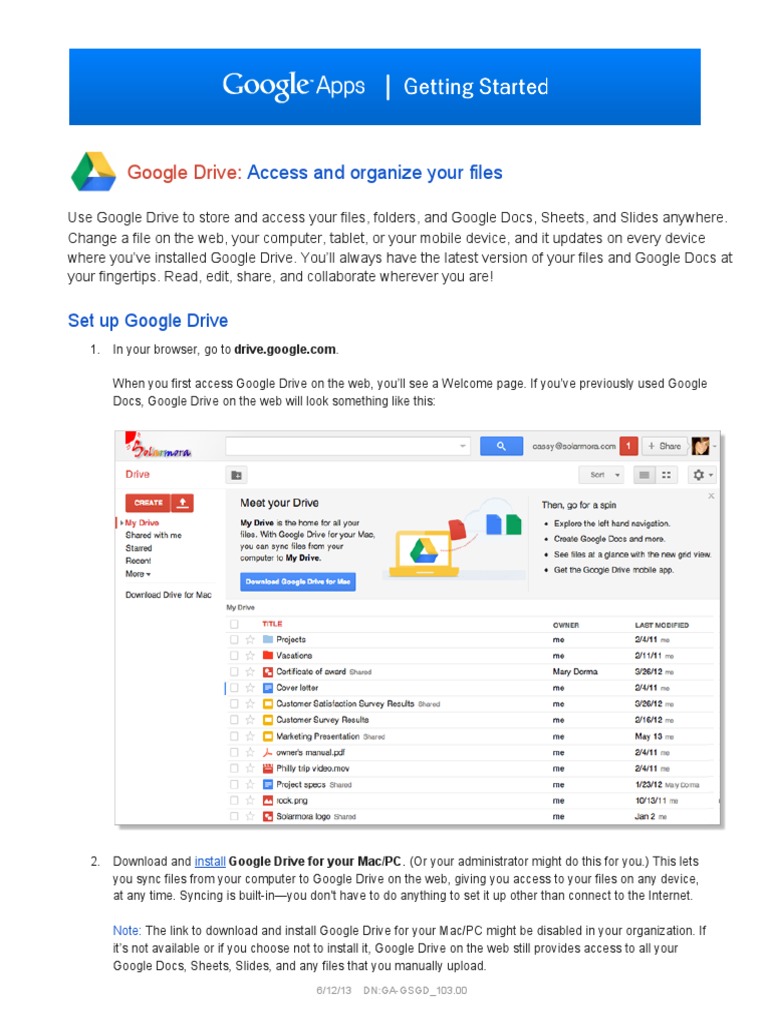 Getting Started With Google Drive | PDF | Computer File | System Software