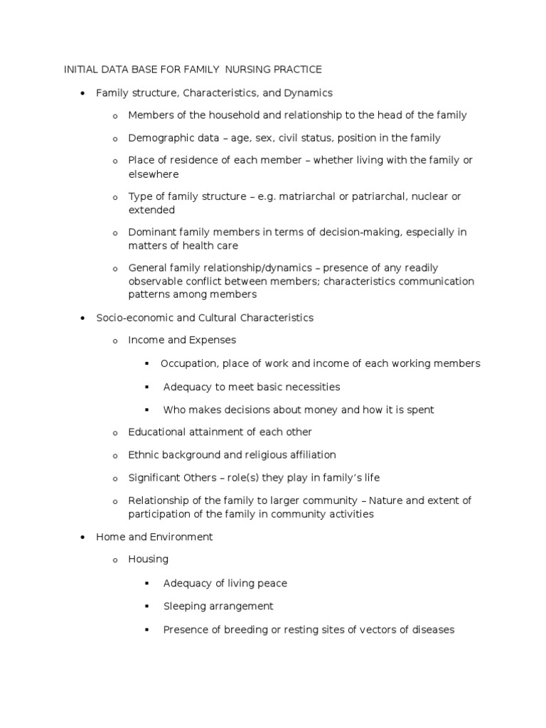 Family Health Assessment Overview | PDF | Family | Breastfeeding