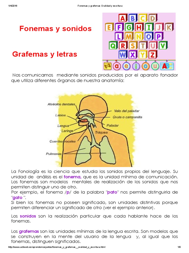 Fonemas y Grafemas Oralidad y Escritura | PDF | Sílaba | Fonema