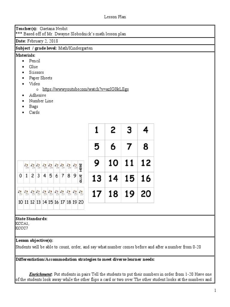Kindergarten Math Lesson Plan | Download Free PDF | Lesson Plan | Human ...
