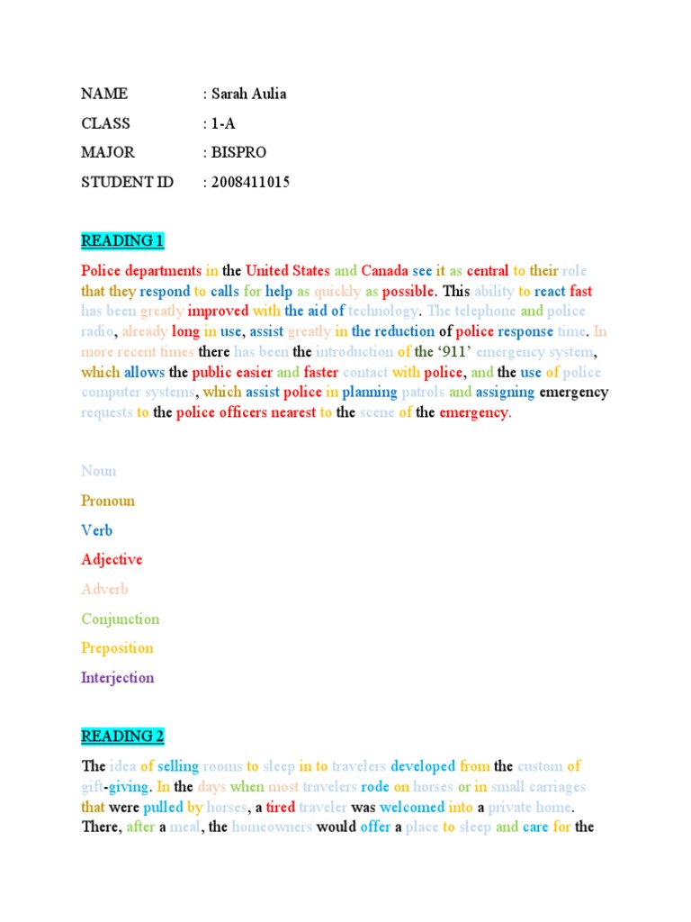 Part of Speech Assignment | PDF | Adverb | Verb