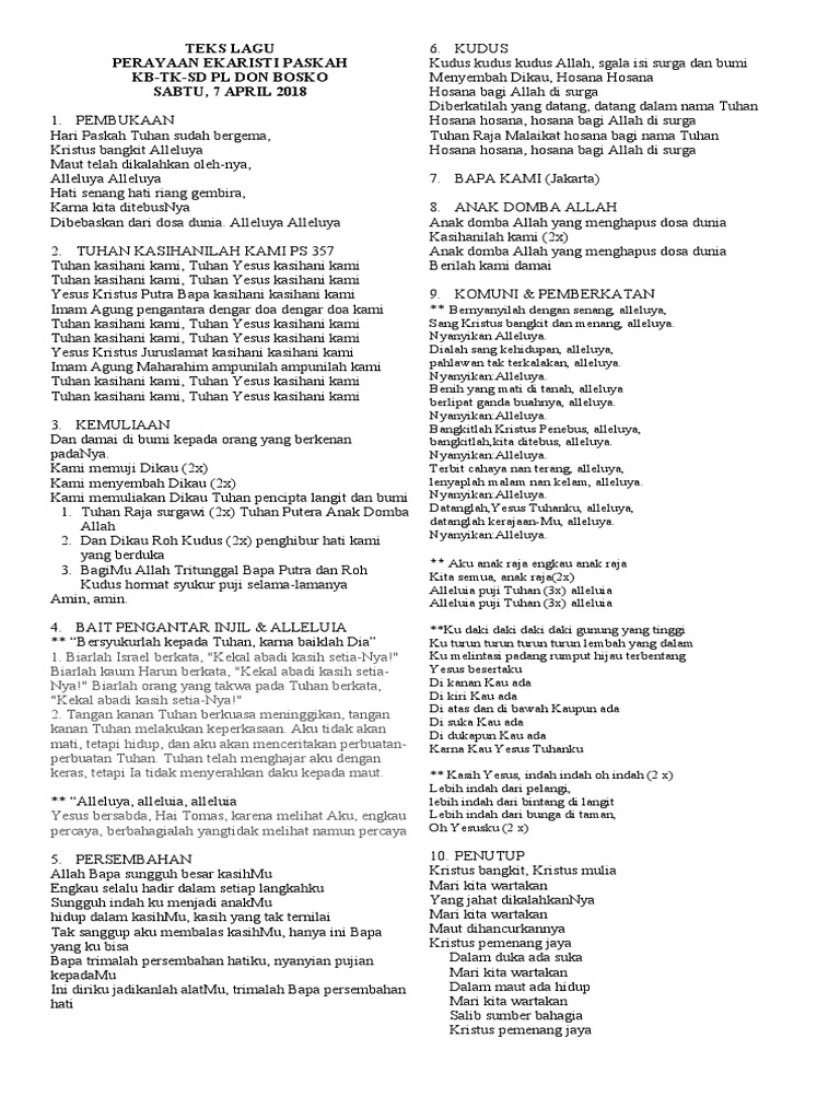 Teks Misa Paskah 2018 | PDF