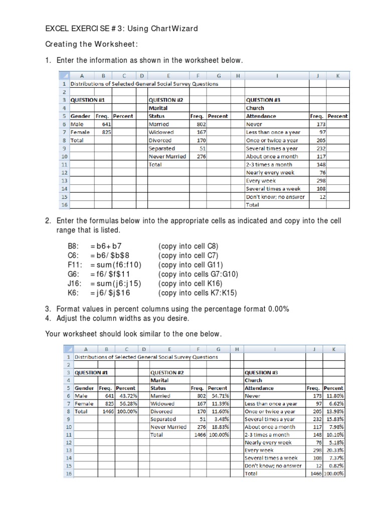 Excel Exercise #3: Using Chartwizard Creating The Worksheet | PDF ...