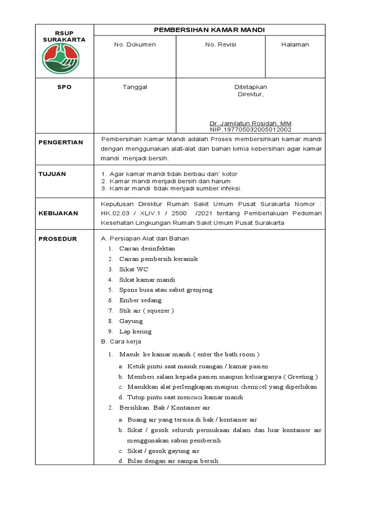 Sop Pembersihan Kamar Mandi | PDF