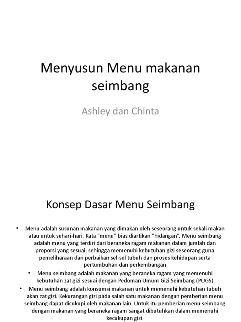 Menyusun Menu Makanan Seimbang Biologi | PDF