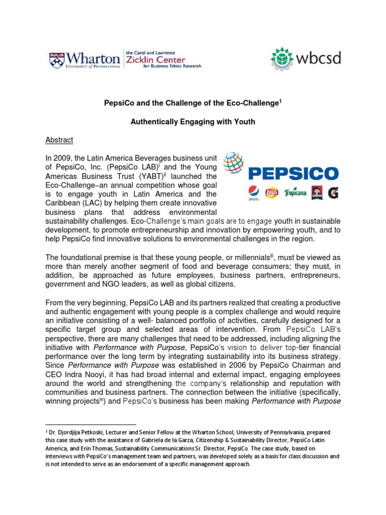 Pepsico Case Study Download Free Pdf Pepsi Co Sustainability