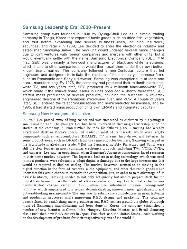 Samsung Leadership Era: 2000-Present: Samsung New Management Initiative ...