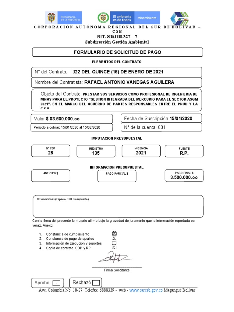 2.formulario de Solicitud de Pago | PDF | Business