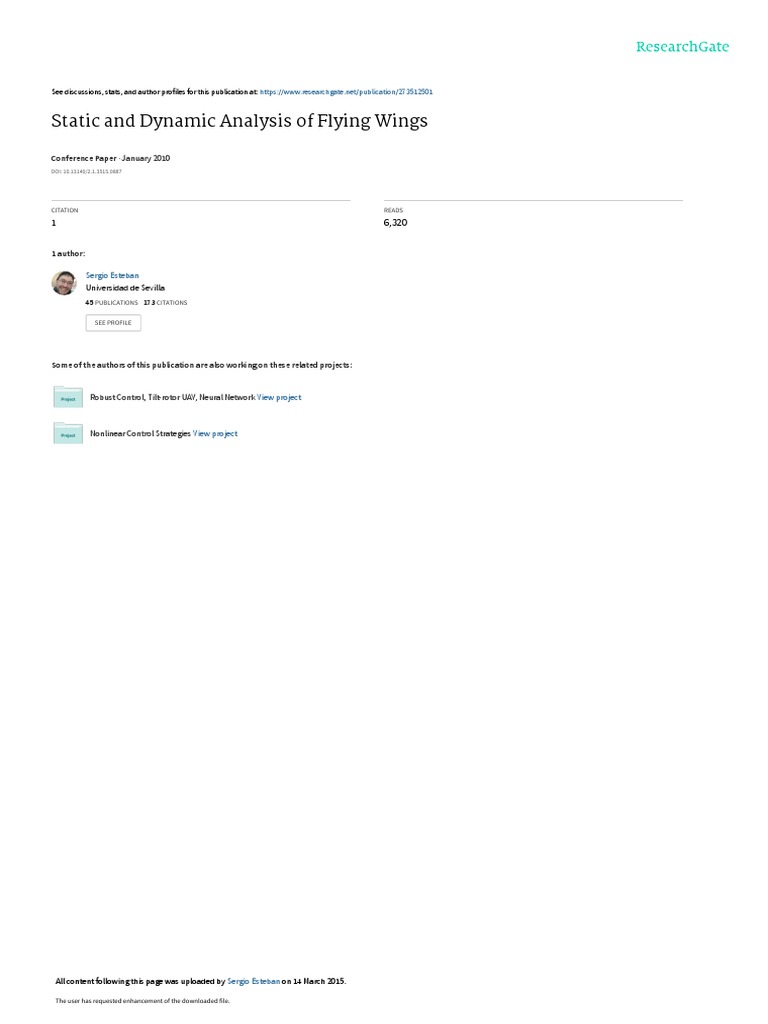 Static and Dynamic Analysis of Flying Wings | PDF | Flight Dynamics ...