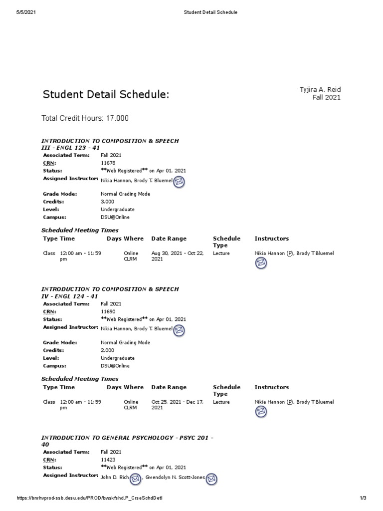 Student Detail Schedule | PDF | Pedagogy | Teaching