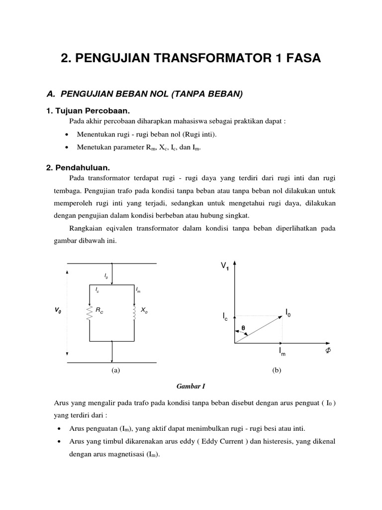 Modul 2. Pengujian Transformator 1 Fasa | PDF