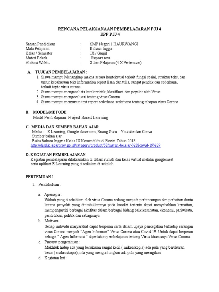 RPP PJJ Report Text | PDF