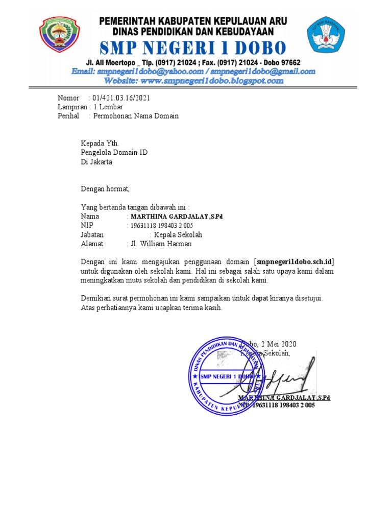 Template Surat Permohonan Domain SCH ID | PDF Template Surat Permohonan Domain SCH ID | PDF