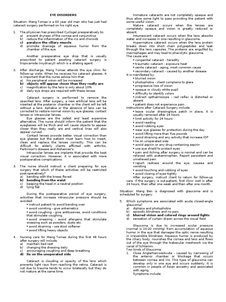 Cataract Surgery Aftercare and Postoperative Instructions for Mang ...