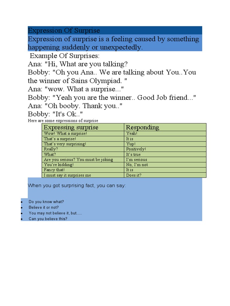 Expressions of Surprise and Responses | PDF