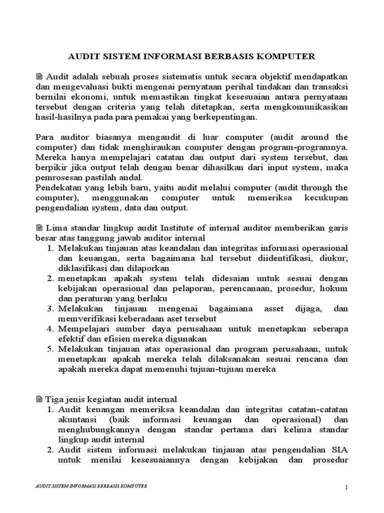Audit Sistem Informasi Komputer | PDF